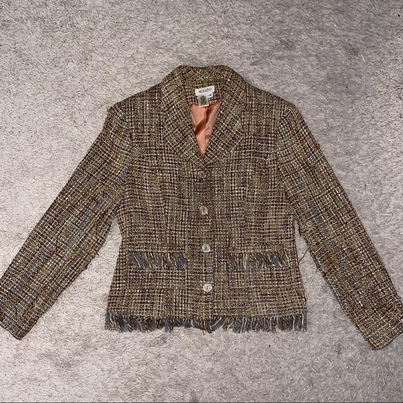 Milano | Jackets & Coats | Multi Color Tweed Blazer Jacket Size 8 ...